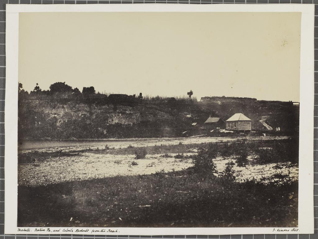 Maketu. Native Pa and Colville's Redoubt from the Beach | Hocken ...