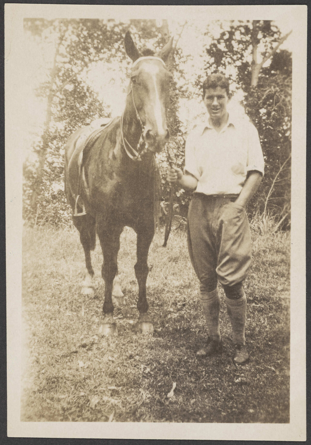 James Bertram with horse, 'Tauranga 1930' | Hocken Digital Collections