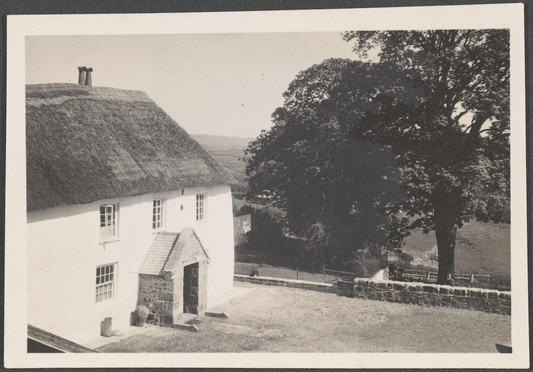 Thatched house, tree, and landscape | Hocken Digital Collections